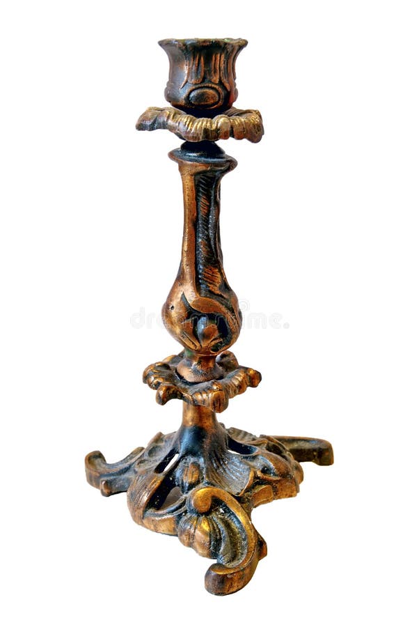 The old brass candlestick stock image. Image of isolated - 15261215