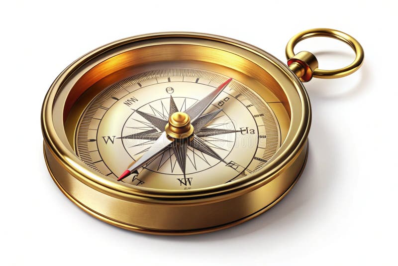 Old Brass Compass, Realistic Illustration Isolated on White Stock ...
