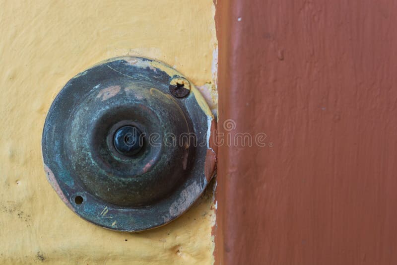 Old Brass Doorbell Button Outside a House. Stock Photo - Image of dirty ...