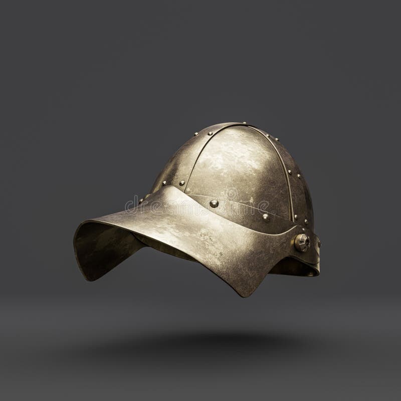 Old Brass Medieval Knight Helmet. from Side View Ancient Warrior Armor ...