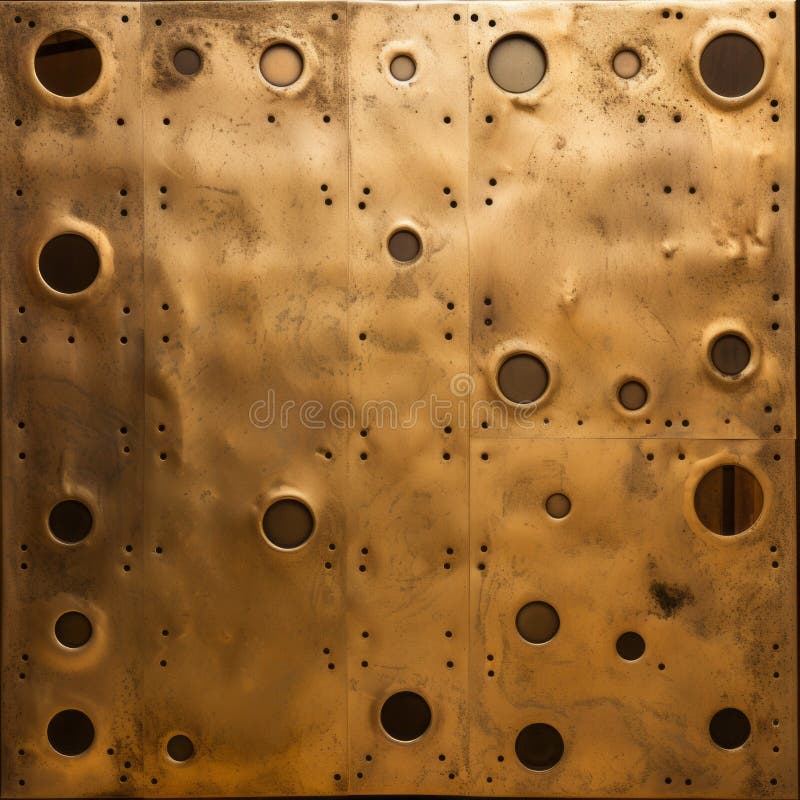 Old Brass Panel Texture with Holes , Generated by AI Stock Illustration ...