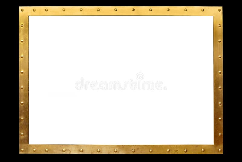 Old Brass Rectangular Frame with Screws or Rivets. Stock Illustration ...