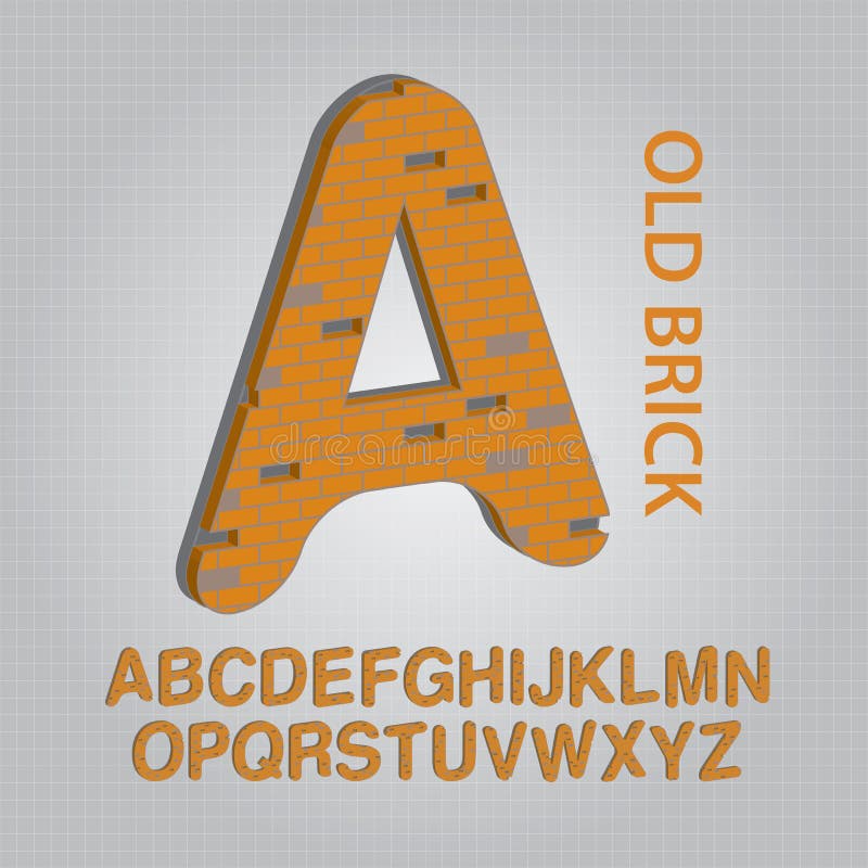 Old Brick Alphabet Vector stock vector. Illustration of text - 36168971
