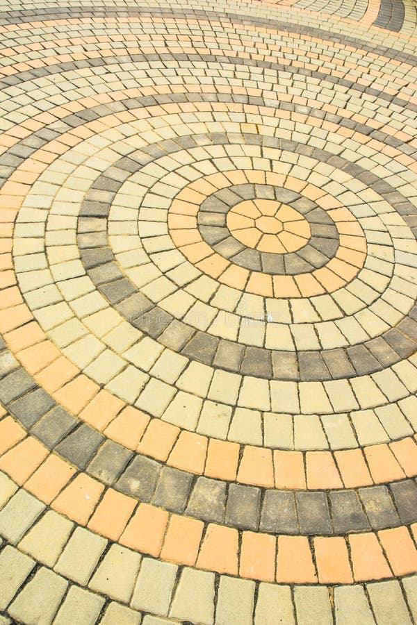 Old Brick Blocks Floor Circle Pattern Stock Image - Image of plaster ...