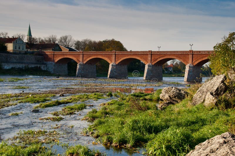Old Brick Bridge Over River Venta Stock Photo - Image of nature ...