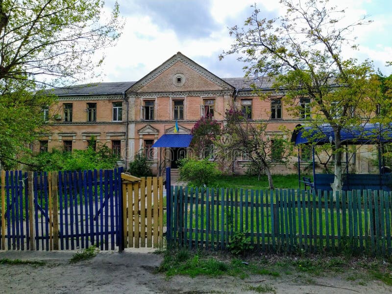 Old Brick Building in Suburbia District at Spring Stock Photo - Image ...