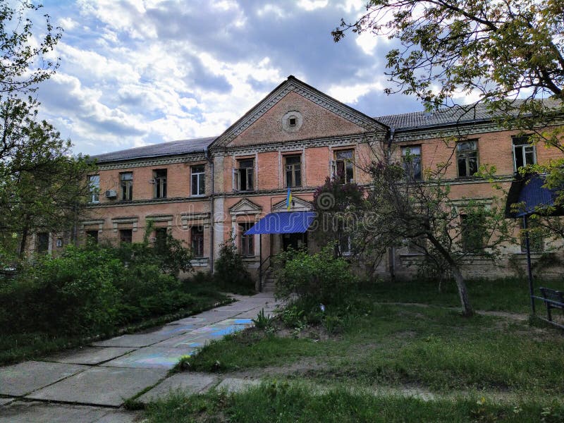 Old Brick Building in Suburbia District at Spring Stock Photo - Image ...