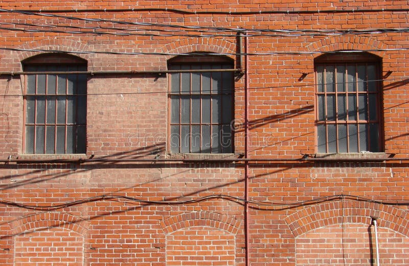 Old Brick Building and Windows Stock Image - Image of urban, vintage ...