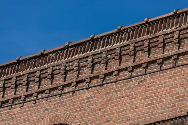 Old Brick Buildings Facade Details at the Top of the Building Stock ...