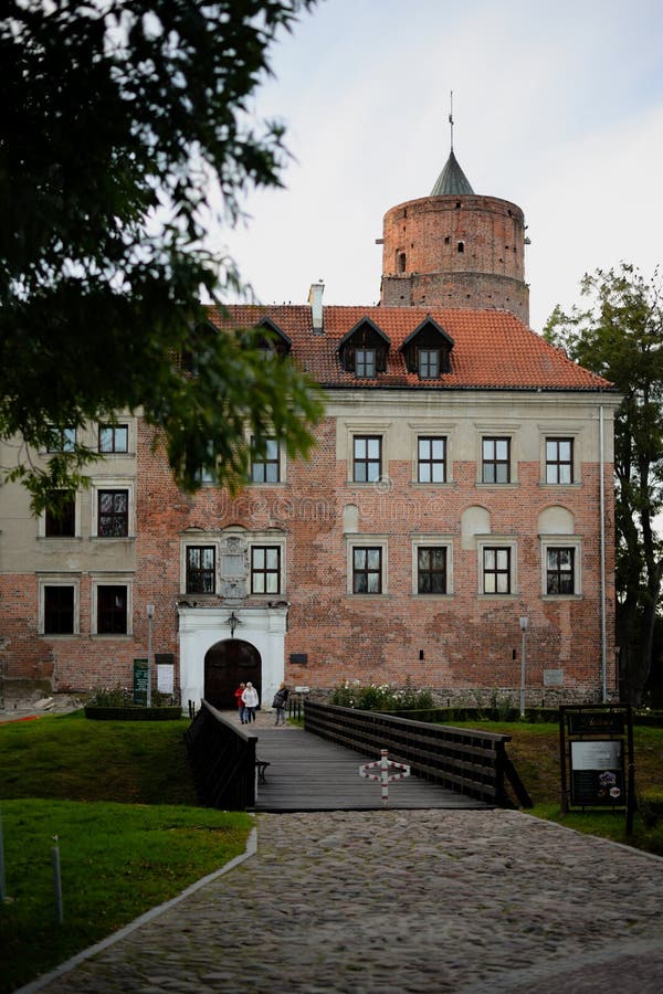 Old Brick Castle with Tiled Roof in Gothic Style. Poland Editorial ...