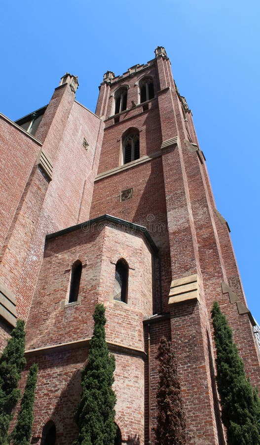 Old Brick Church in San Francisco Stock Photo - Image of building ...