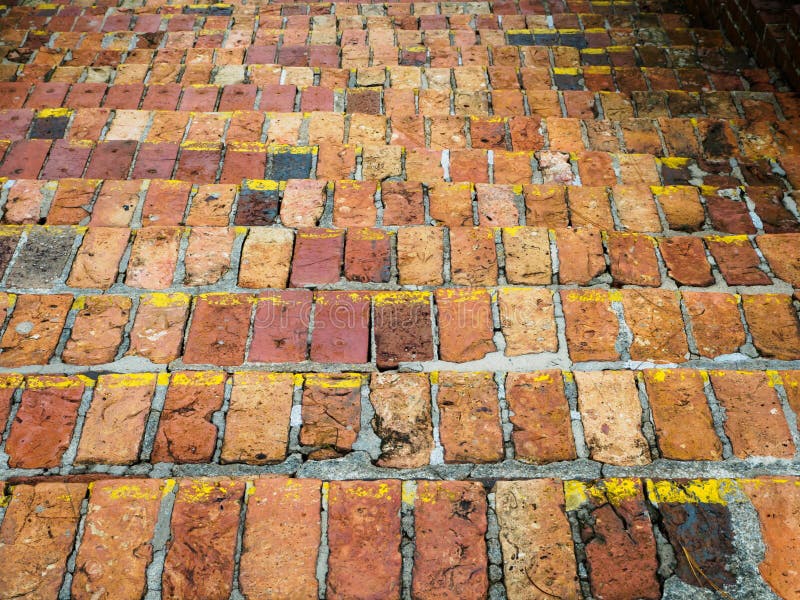 Old Brick Floor Orange Color Stock Image - Image of wall, vintage: 92469669