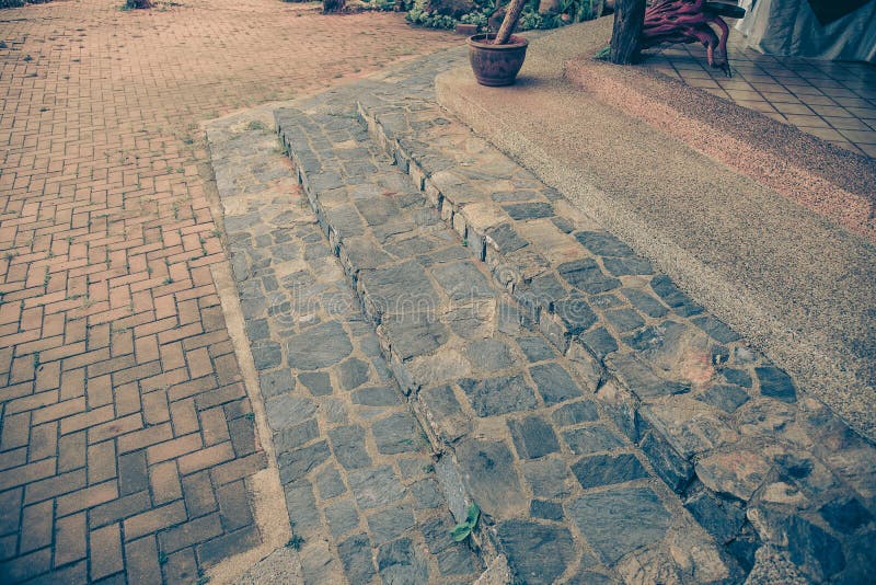 Old Brick Footpath Background Walk Way. Vintage Tone Stock Image ...
