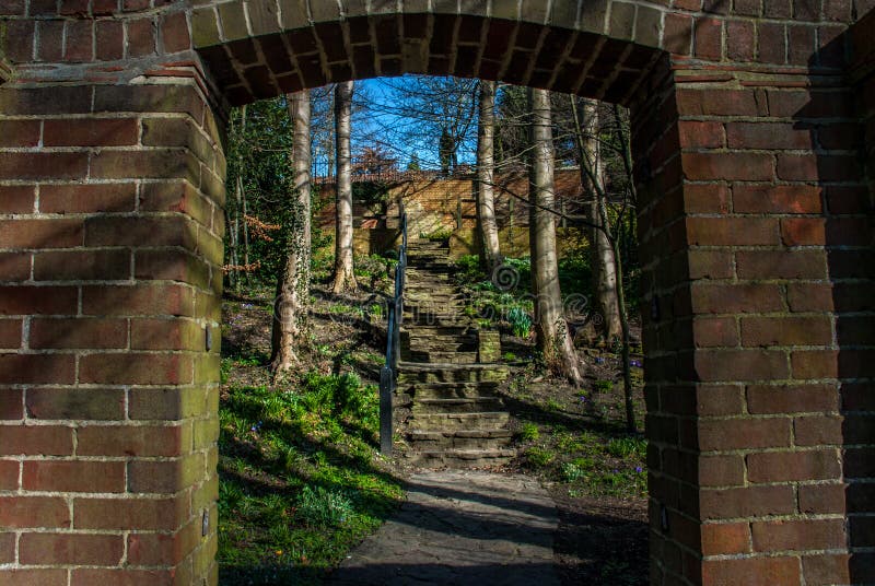 Old Brick Gate, Entrance To the Forest Park Stock Photo - Image of moss ...