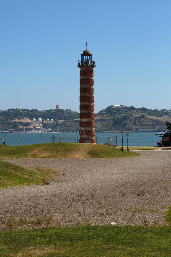 Old Brick Lighthouse in Belem, Lisbon, Portugal Stock Image - Image of ...