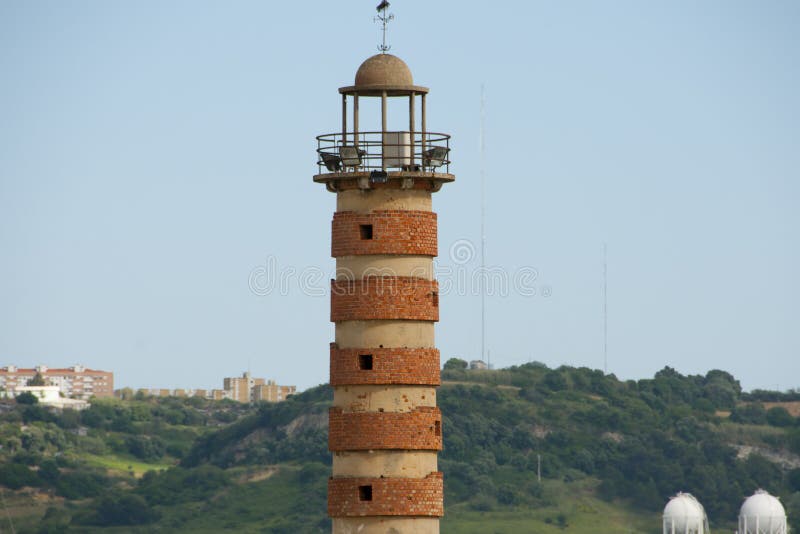 Old Brick Lighthouse - Lisbon - Portugal Stock Photo - Image of ...