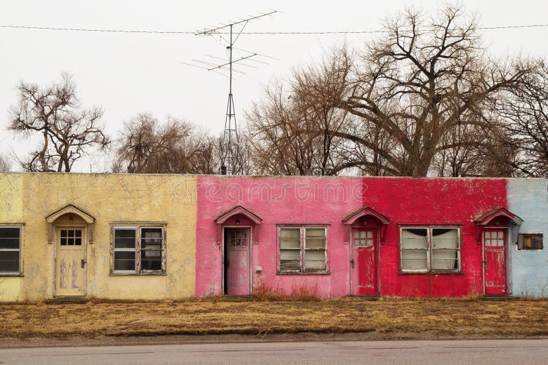 Old brick motel rooms stock photo. Image of building - 38929162