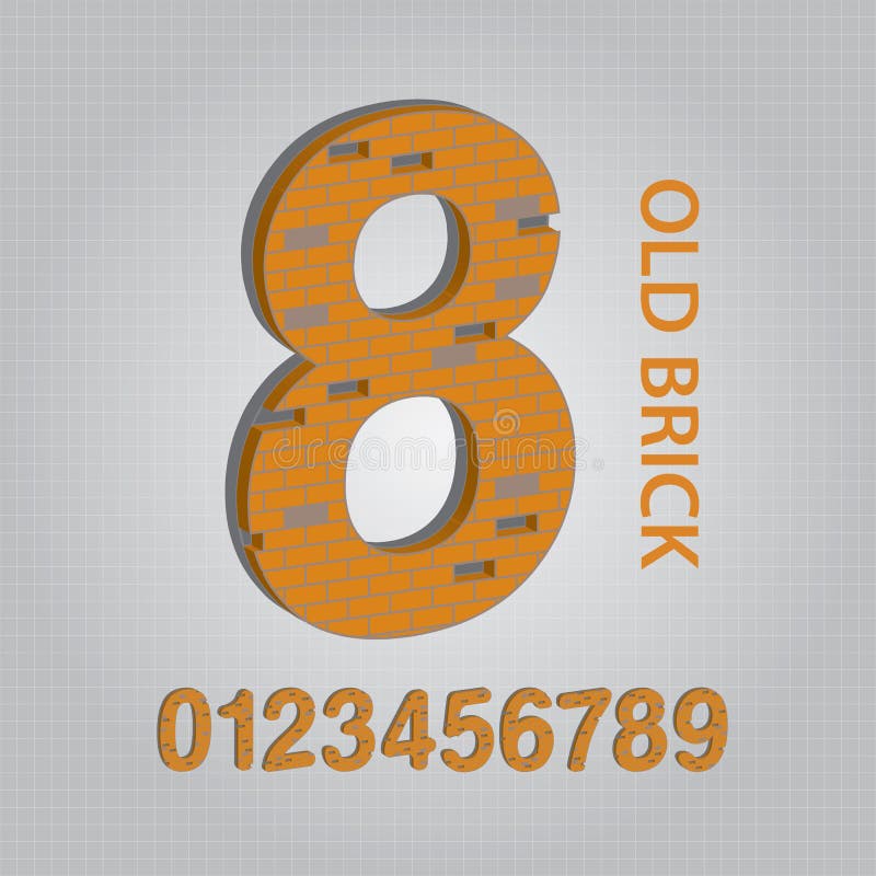 Old Brick Numbers Vector stock vector. Illustration of type - 36169027