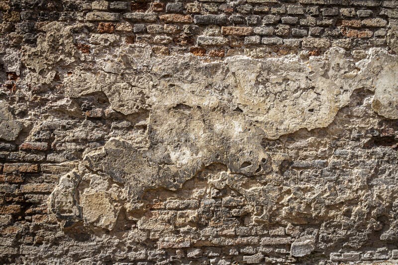 Old Brick and Plaster Wall Texture Background Stock Photo - Image of ...