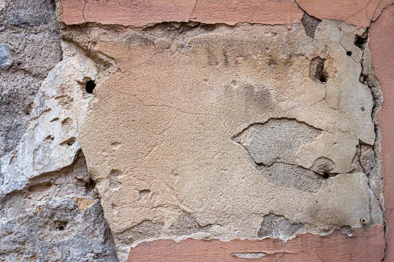 Old Brick and Plaster Wall Texture Background Stock Image - Image of ...