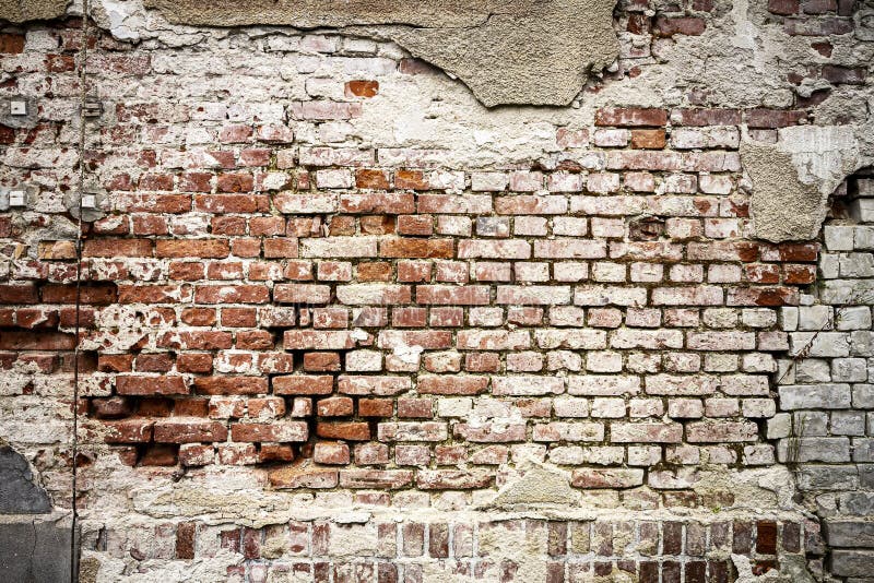 Old Brick and Plaster Wall Texture Background Stock Image - Image of ...
