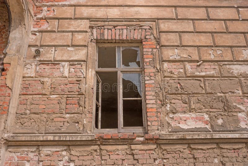 Old Brick Ruin Wall with Window Stock Image - Image of stone ...