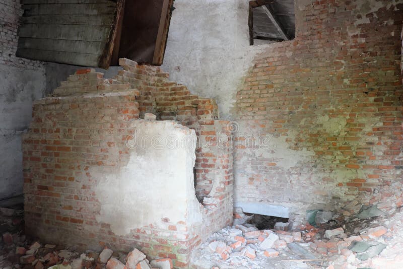 Old Brick Ruins. the Inside of the Old House Stock Image - Image of ...