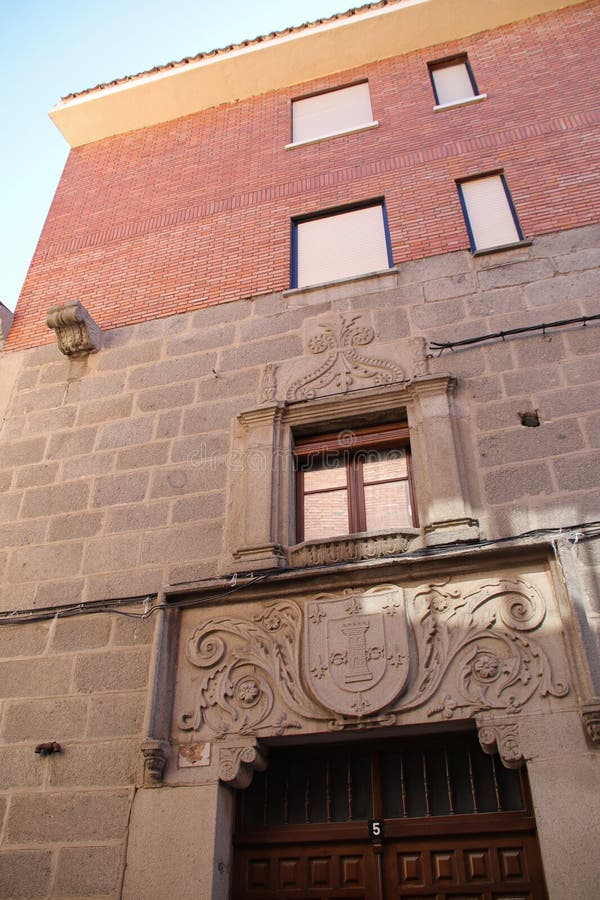 Old Brick and Stone Building (palace ?) in Avila - Spain Stock Photo ...