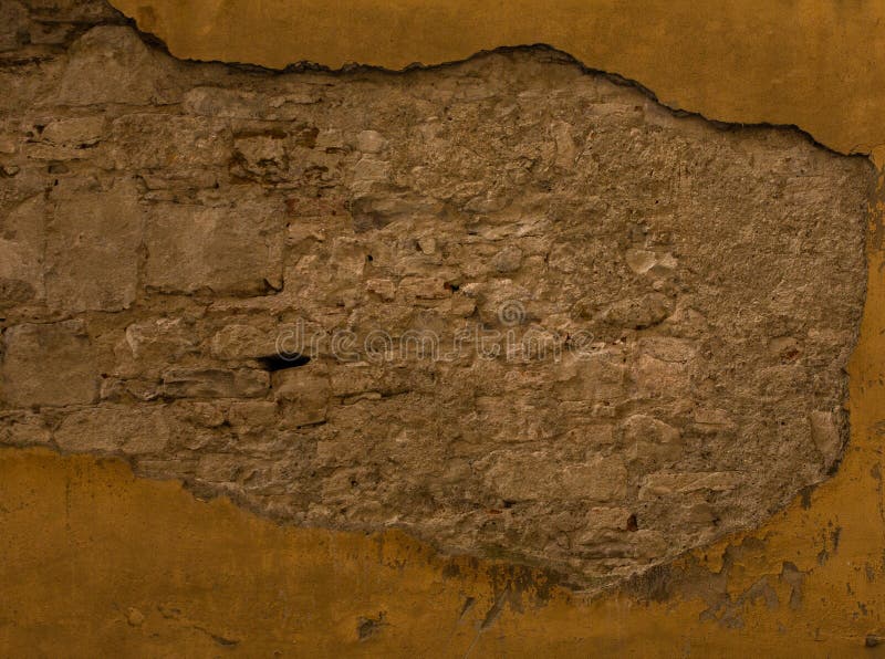 Old Brick or Stone Wall with Fallen Stucco. Grunge Texture of Antique ...