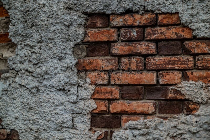 The Old Brick and Stone Wall with Plaster Stock Image - Image of built ...
