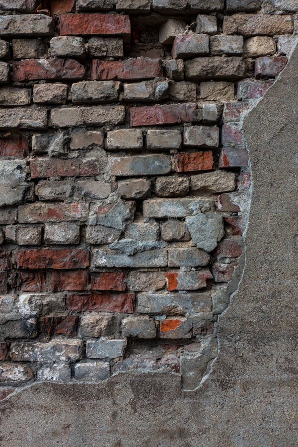The Old Brick and Stone Wall with Plaster Stock Image - Image of ...