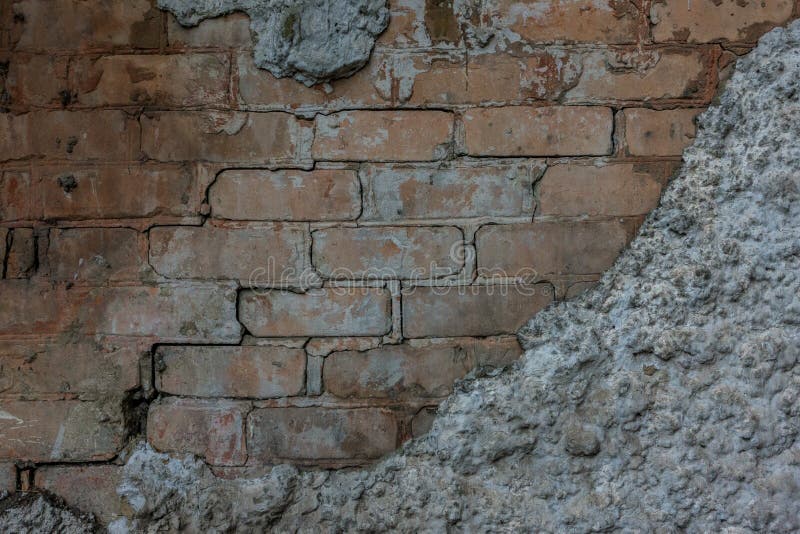 The Old Brick and Stone Wall with Plaster Stock Image - Image of gray ...