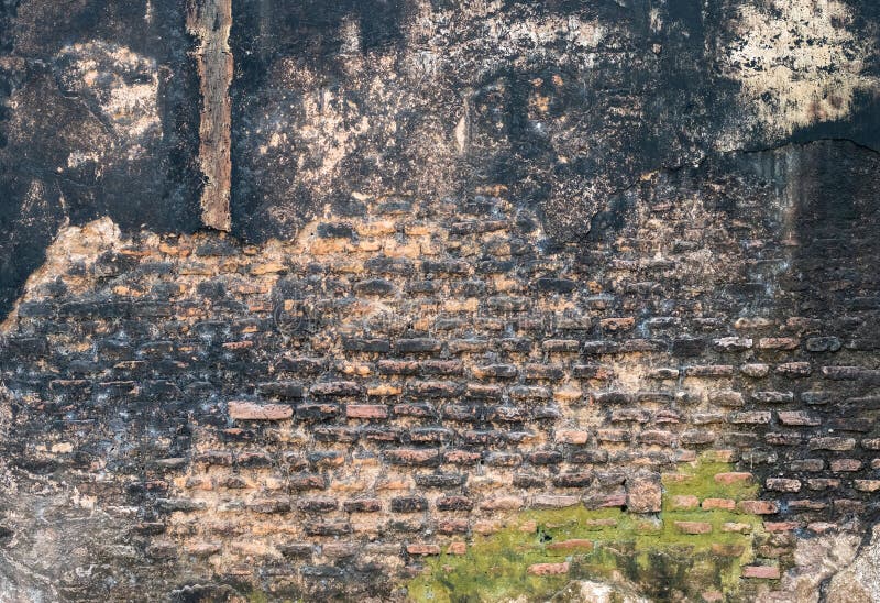 Ancient Old Brick Structural Wall Surface with Dark Ruined Texture ...