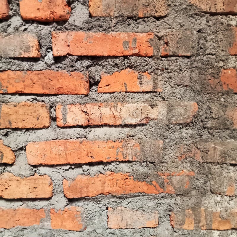 Old Brick Wall Background Texture with Grey Concrete, Ancient Building ...