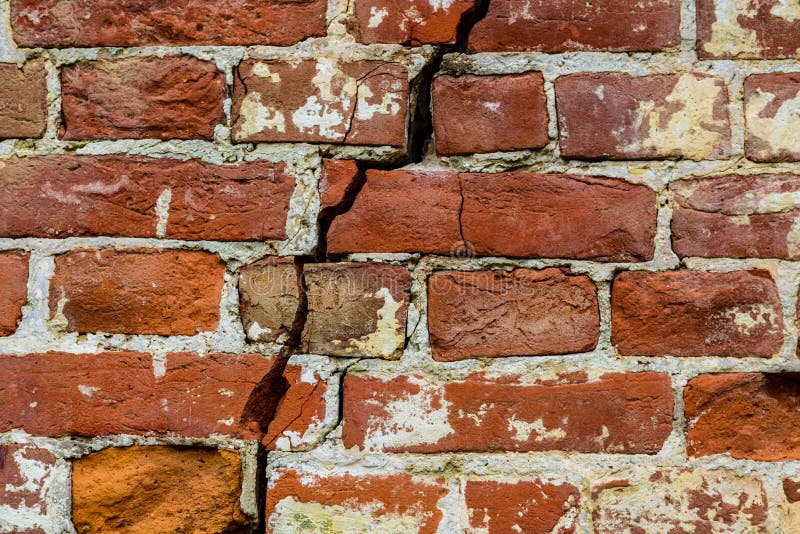 Old Brick Wall with Big Crack Stock Photo - Image of design, brickwork ...