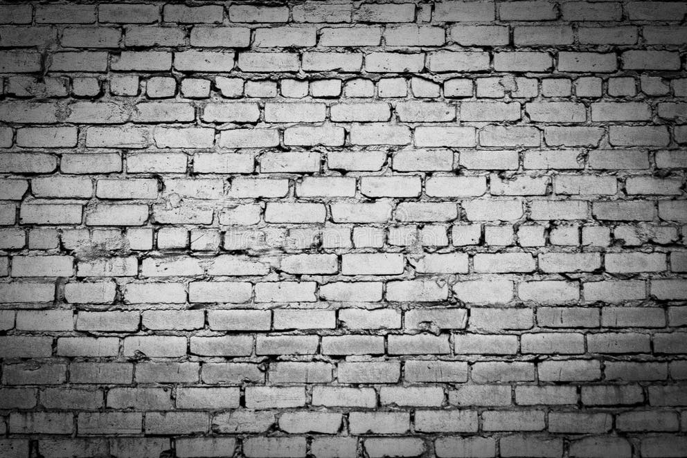 Old Brick Wall. Black and White Photo with Vignetting Effect Stock ...