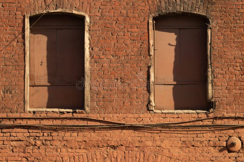Old Brick Wall with Boarded Windows Background Stock Image - Image of antique, outside: 154123633