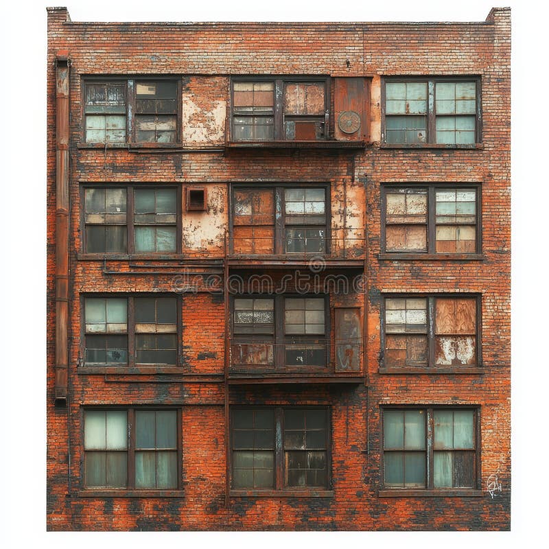 An Old Brick Wall on the Building S Facade Showcases Multiple Windows ...