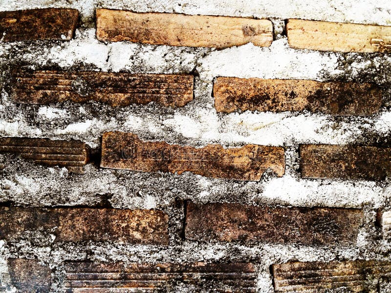Old Brick Wall with Cement Trace Texture Background Stock Photo - Image ...