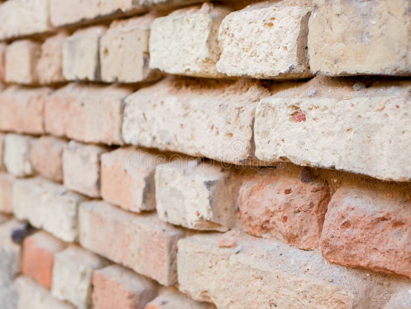 Old Brick Wall Closeup Side View. Background of Bricks Stock Photo ...