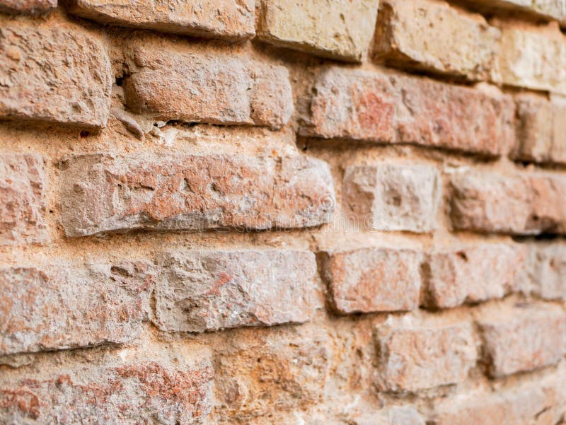 Old Brick Wall Closeup Side View. Background of Bricks Stock Photo ...