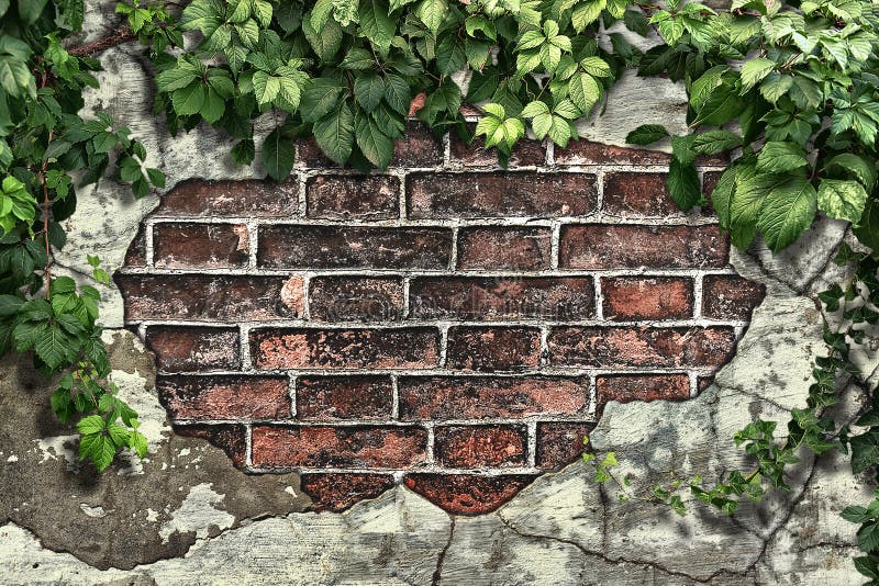 Crumbling Brick Wall with Arch Stock Photo - Image of plaster, broken ...