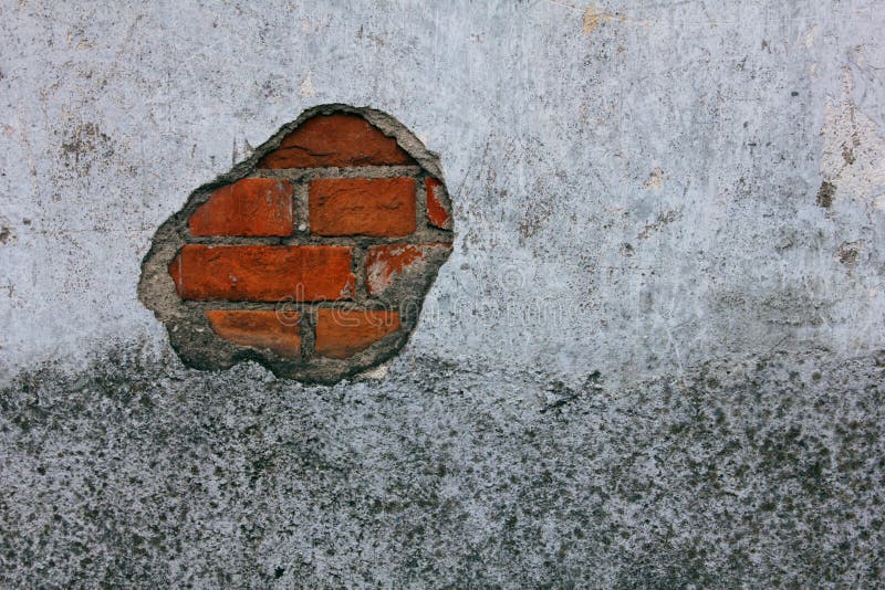 Old Brick Wall with Crumbling Plaster Stock Photo - Image of block ...