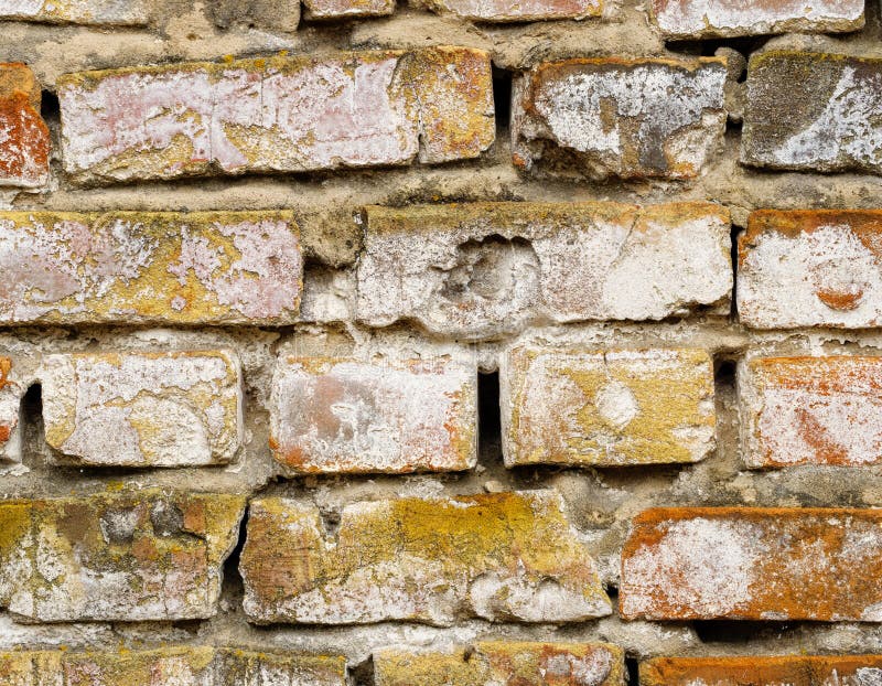 The Old Brick Wall is Crumbling and Ruined Stock Image - Image of ...