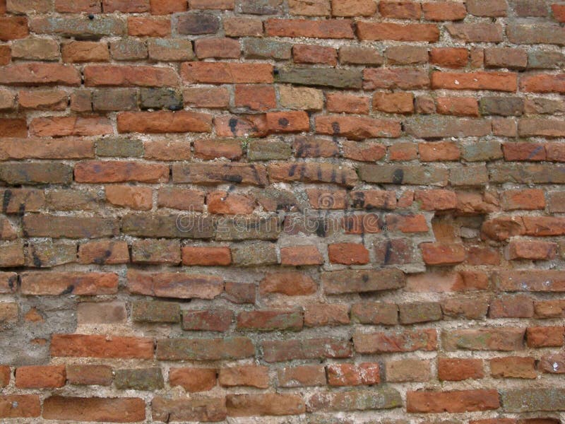 A old damaged brick wall stock image. Image of bricks - 256039977