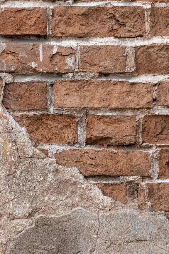 Old Brick Wall with Falling Off Plaster. Stock Photo - Image of sand ...