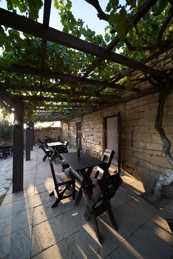 Old Brick Wall Garden Exterior. Old Stone Backyard Stock Photo - Image ...