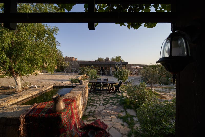 Old Brick Wall Garden Exterior. Old Stone Backyard Stock Photo - Image ...