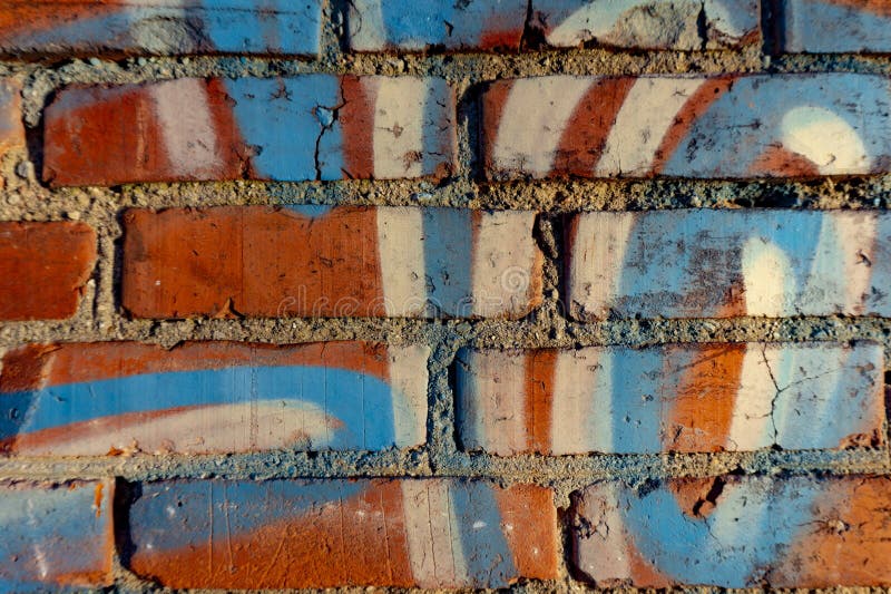 Old Brick Wall with Graffiti Fragments Stock Photo - Image of building ...