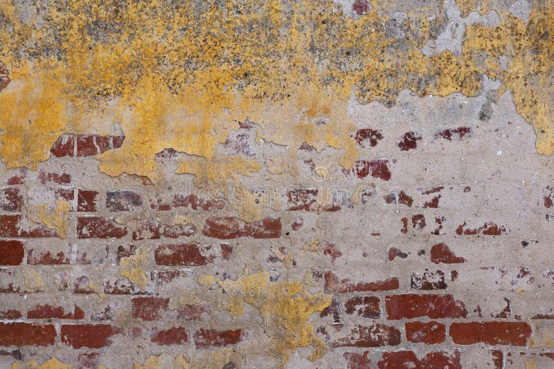 Old Brick Wall with Layers of Old Plaster and Paint, Background Stock ...